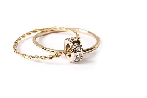Amazon.com: Duo interlocking rings| double ring in two tone gold| 14K ...