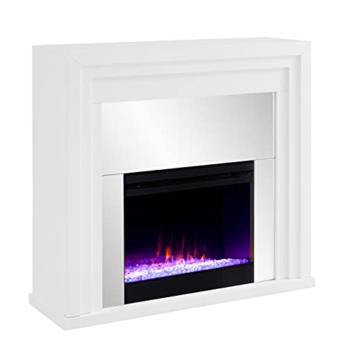 SEI Furniture Stadderly Mirrored Color Changing Electric Fireplace ...
