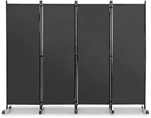 Amazon.com: Giantex 4 Panel Room Divider with Rollers Grey- 5.7Ft ...