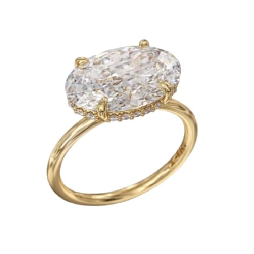 Amazon.com: SILVERIST 14K Gold Plated Oval Promise Ring 2 Ct Oval Cut ...