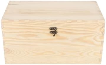 Amazon.com: Large Unfinished Wooden Box with Hinged Lid Unfinished ...