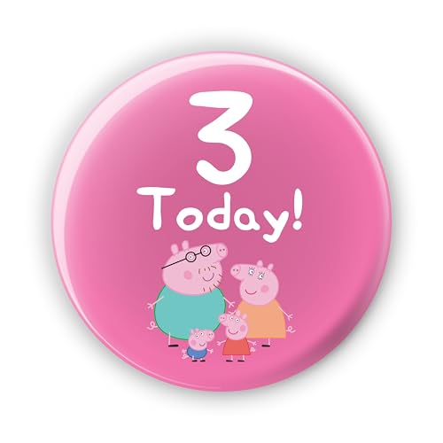 3 Today! 3rd Birthday - (Pink) Peppa Pig Birthday Badge Pin Button ...