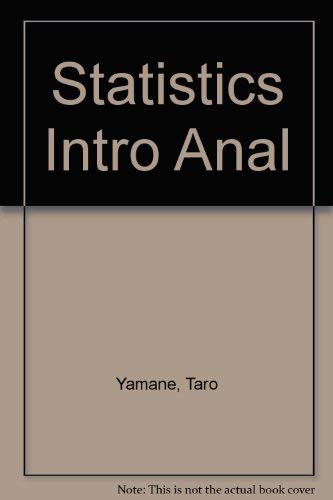 Buy Statistics Intro Anal Book Online At Low Prices In India 8221