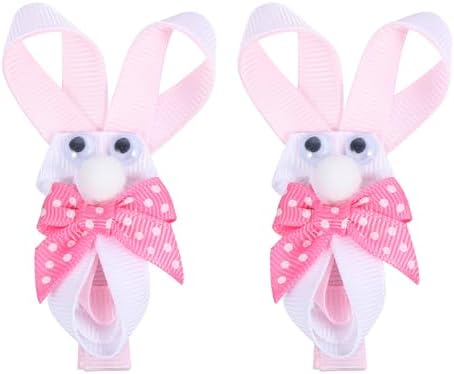Amazon.com : Melyde Pink Bunny Hair Bows Kids Girls Easter Hair Clips ...