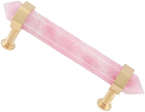 FZBHRO Rose Quartz Cabinet Knobs Pink Stone Drawer Knobs Handles ...