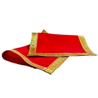 HALDI MEHENDI SHAADI Red Velvet Aasan Kapda for Bride, Dulhan, God Idol ...
