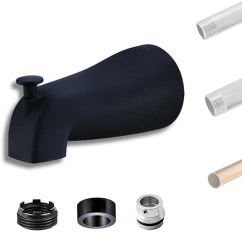 Universal Matte Black Bathtub Tub Spout with Diverter Faucets Fits 1/2 ...