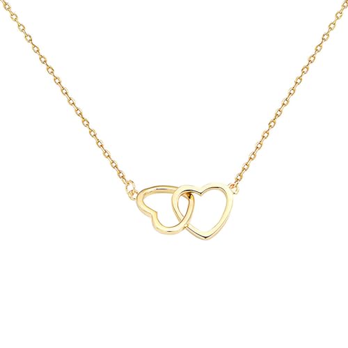 Amazon.com: Cute Heart Necklace Gold Double Heart Necklace Gift Choker ...