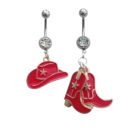 Amazon.com: 2pcs Cowboy Cowgirl Pendant Dangle Belly Button Rings for ...