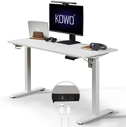 Kowo Height Adjustable Electric Standing Desk with Drawers, USB C Hub ...