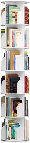Amazon.com: INTEXCA & DESIGN 6 Tier Rotating Bookshelf, 360° Solid Wood ...