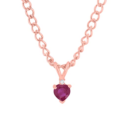 Amazon.com: Sunburst Natural Ruby Heart Pendant with Diamond in ...