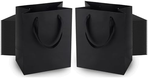 Amazon.com: MOXARYSU Black Gift Bags With Handles: 8x5x10 Inch 100pcs ...