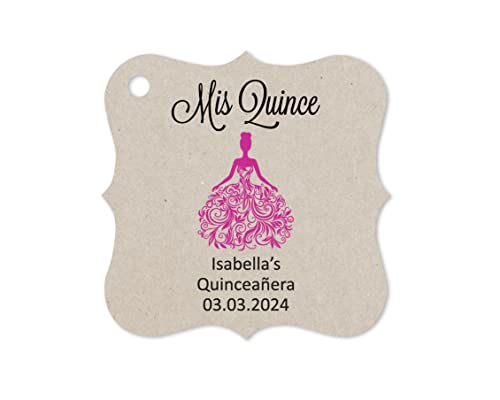 Amazon.com: Mis Quince Favor Tags, Kraft Brown Custom Birthday Favor ...