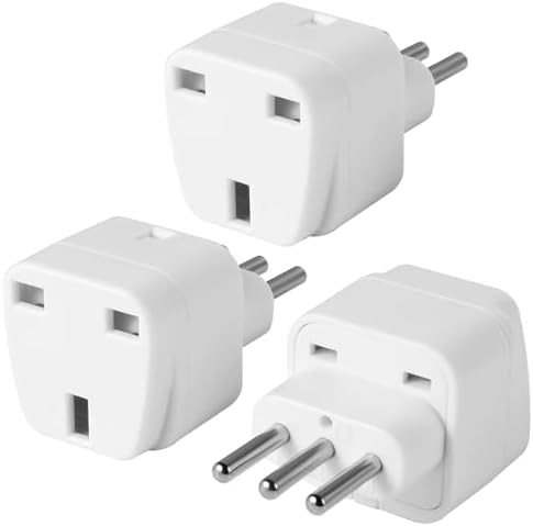 3-Pack UK to ITALY Plug Adapters Italy Power Converter Grounded ...