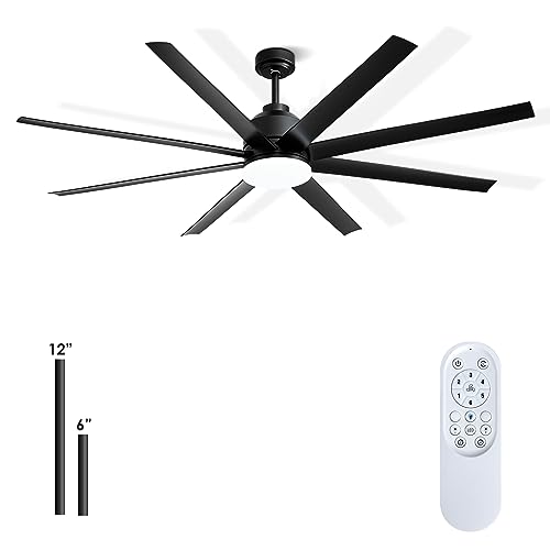 Kayleik 72 Inch Industrial Ceiling Fan – Black Big Ceiling Fan with ...