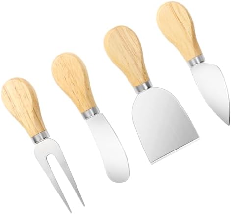 Amazon.com: 4 Piece Cheese Knives Set with Wooden Handle, Mini Steel ...