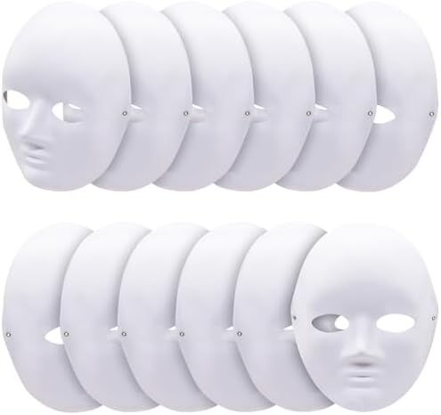 Amazon.com: 12 Pack White Full Face Craft Masks – Blank DIY Paper Masks ...
