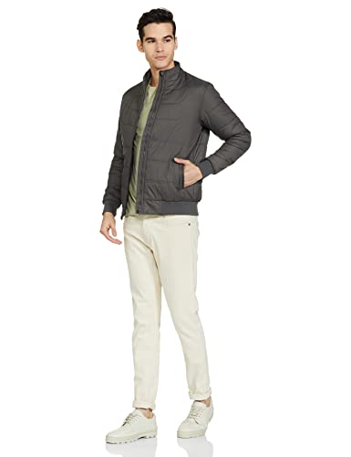 Amazon Brand - Symbol Men's Quilted Jacket Grey D.Grey M : Amazon.in ...