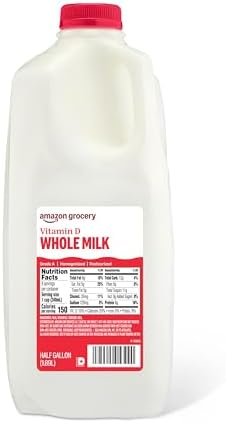 Amazon.com: Amazon Grocery, Whole Milk, Half Gallon, 64 Fl Oz : Grocery ...