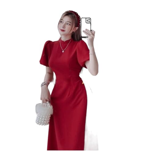 Amazon.com: F20 Red Ao dai Vietnam NO PANTS Vietnamese Traditional Ao ...