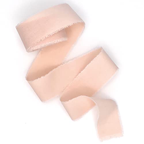 Amazon.com: Pale peach 1 inch wide 5 yds frayed edges handmade cotton ...