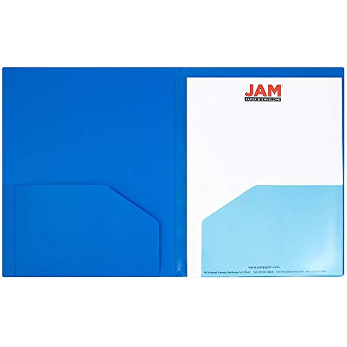JAM PAPER Heavy Duty Plastic Multi Pocket Folders - 10 Pocket - Blue ...