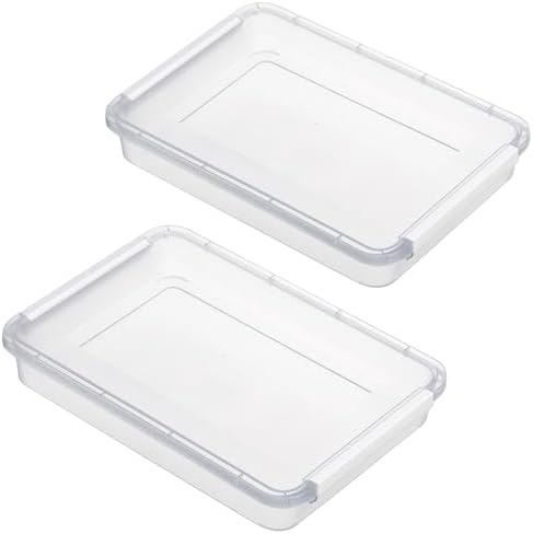YKUKIZEE 2 Pack A4 Plastic Storage Box with Lid, Clear File Storage ...