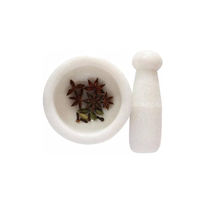 Buy Krishna Products White Marble Mortar and Pestle Set, Imam Dasta ...