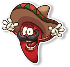 Amazon.com - Mexican Chili Pepper Sticker 4" in - Sombrero Decal - for ...