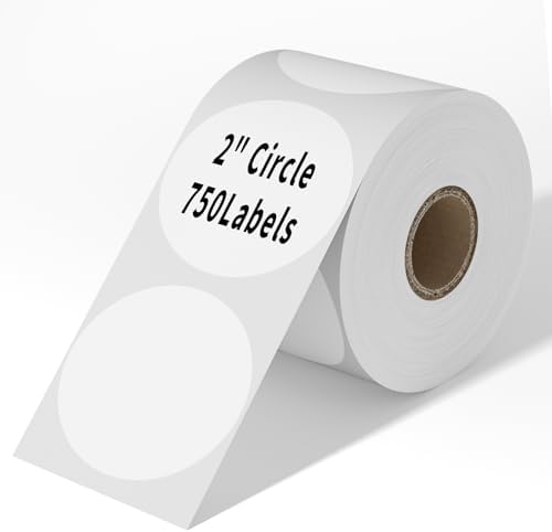 Tapsin 2" Circle 50 x 50mm Thermal Sticker Label 1 Roll 750 Labels Self ...
