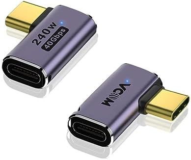 V VCOM USB C 90 Degree Adapter (2 Pack), 40Gbps Data Transfer USB Type ...