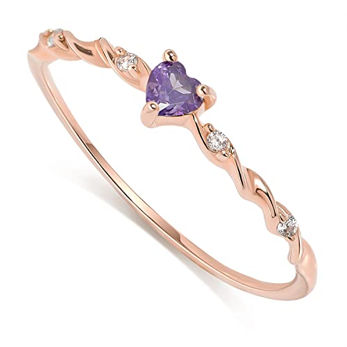 Amazon.com: Gold Plated Birthstone Rings for Women Heart Gold Stacking ...