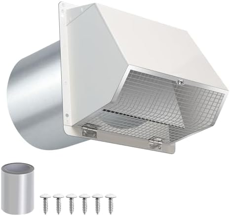 6 Inch Hooded Wall Vent with Screen and Damper,6" Vent Hood Wall ...