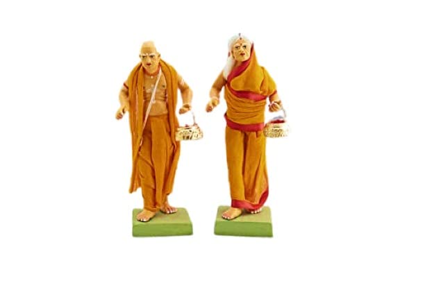 Buy Terra Quchuu Baked Clay Brahmin Couple Miniature Human Figure for ...