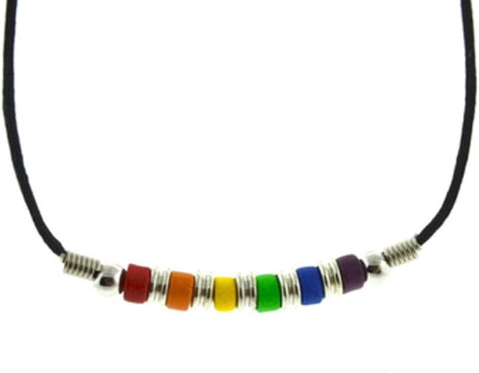 (1) One Black Beaded Rainbow Pride Necklace. LGBTQ Lesbian and Gay ...