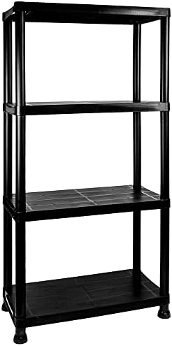 Oypla 3 Tier Black Plastic Heavy Duty Shelving Racking Storage Unit ...