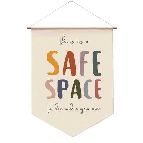 Amazon.com: Safe Space Wall Hanging Banner Kids Reading Corner Wall Art ...