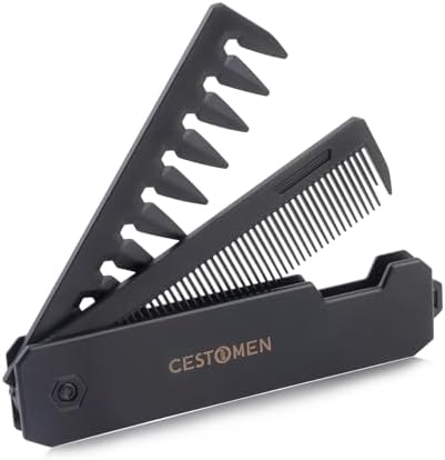 Amazon.com : CestoMen Protable Folding Pocket Comb for Men, 2 in 1 Hair ...