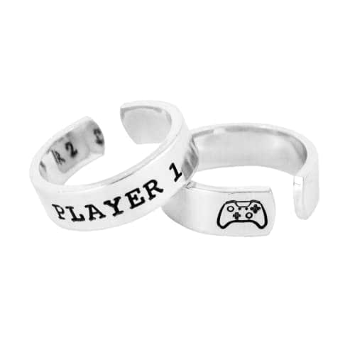 Amazon.com: Player 1 & Player 2 Cuff Ring Set - Video Game Jewelry ...