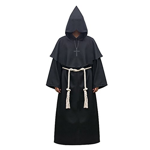 Feynman Men’s Monk Costume Monk Robe Priest Robe Costume with Hood ...