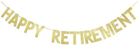 Amazon.com: Happy Retirement Banner, Gold Gliter Paper Sign Garland for ...