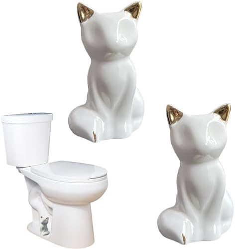 OHNAKON 2Pcs Toilet Bolt Caps Golden Ceramic Lovely Cat,Animal Shape ...