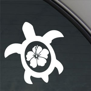 Amazon.com: SEA TURTLE WITH HIBISCUS FLOWER Decal Car Sticker: Sports ...