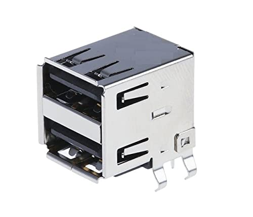 Dual USB 2.0 Type A Female PCB Mount Socket Connector Right Angle ...