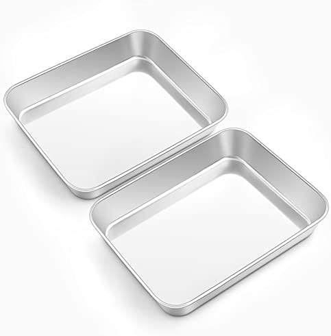 Joyfair Small Baking Tray Set of 2, Deep Cake Tins Stainless Steel ...