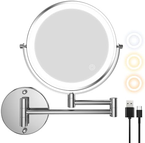 Amazon.com: Rechargeable Wall Mounted Lighted Makeup Vanity Mirror, 8 ...