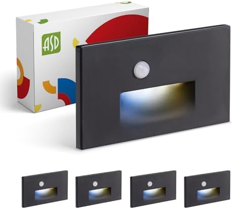 Raxjov 8 Pack Motion Sensor LED Step Lights, 3 Color Stepless Dimmable ...