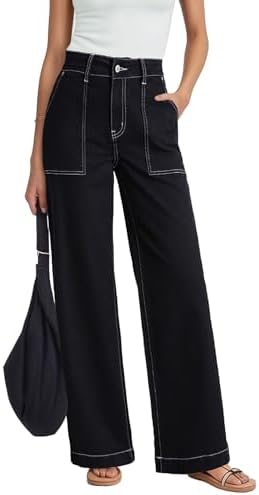 Dokotoo Jeans for Women Capri Wide Leg High Waisted 2026 Trendy Baggy ...