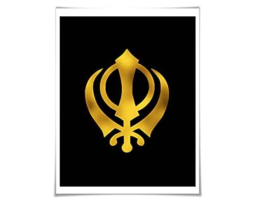 Amazon.com: Khanda Gold Foil Art Print. 36 Colours/3 Sizes.Sikh Wall ...